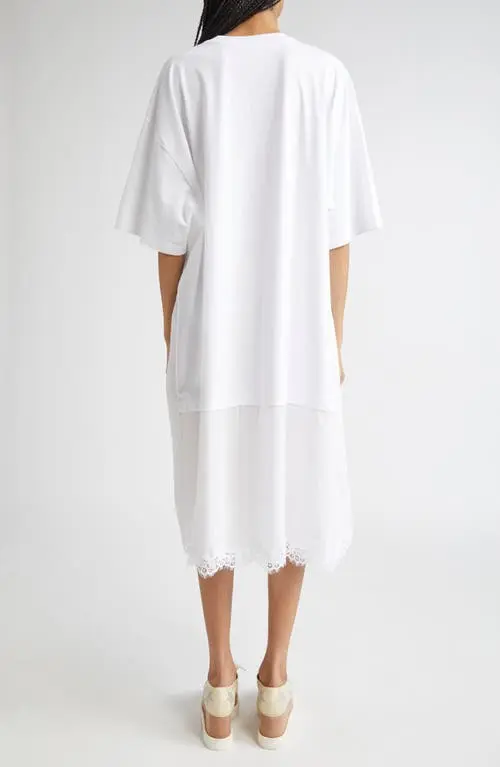 Stella Mccartney Lace Trim T-Shirt Dress In Pure White - 65% Off